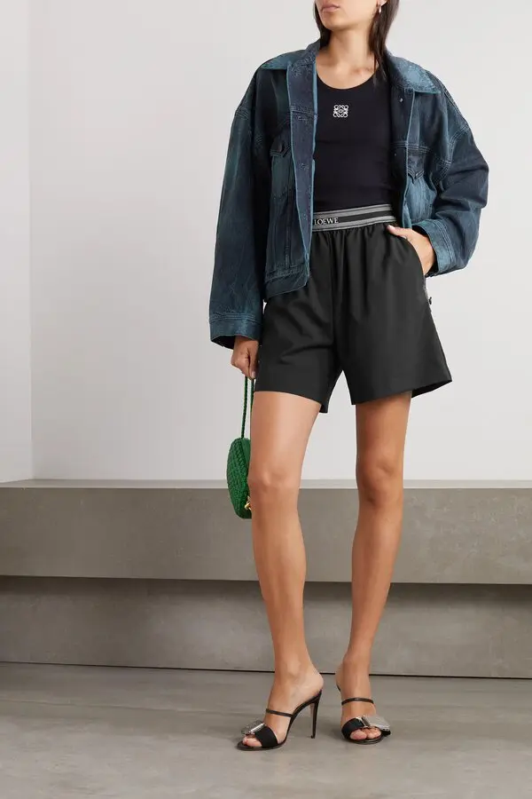 Loewe Embroidered Wool Shorts In Black - 50% Off | Editorialist