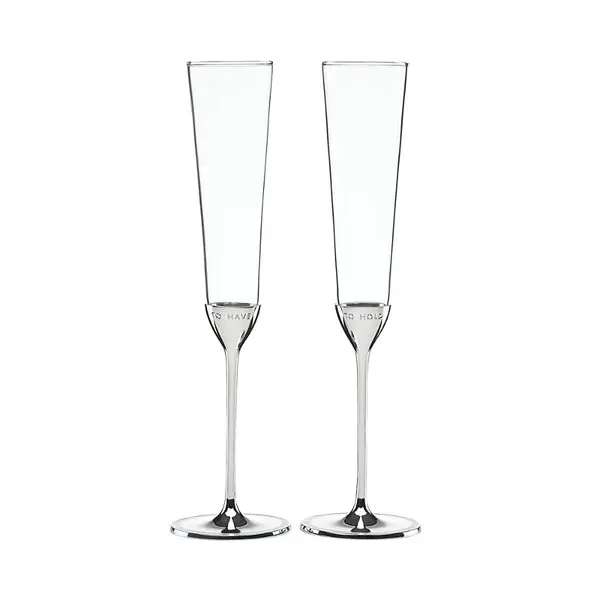 Kate Spade New York Take The Cake Toasting Flute, Set Of 2 - Silverplate/enamel