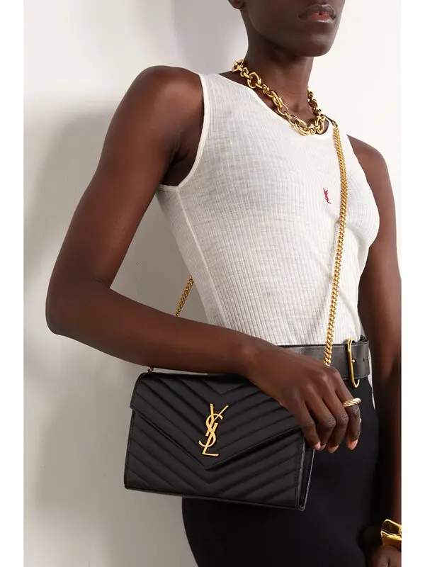 Saint Laurent Cassandre Matelassé Leather Shoulder Bag - Black