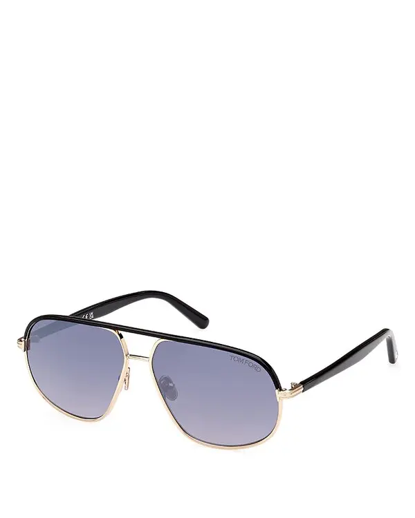TOM FORD Maxwell Pilot Sunglasses - Black/blue Solid