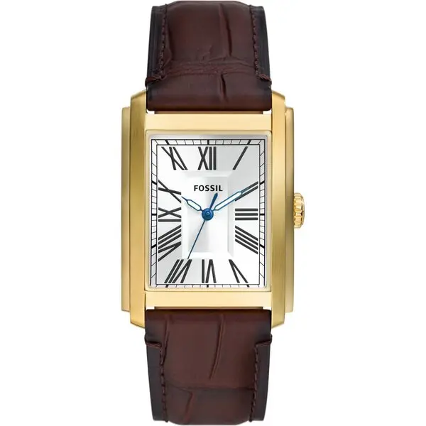 Fossil Carraway Leather Strap Watch - Brown