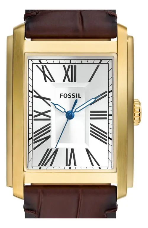Fossil Carraway Leather Strap Watch - Brown