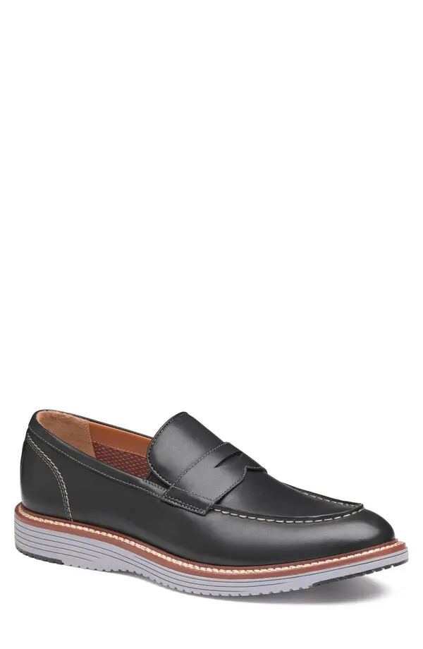 Johnston & Murphy Upton Penny Loafer - Black Full Grain