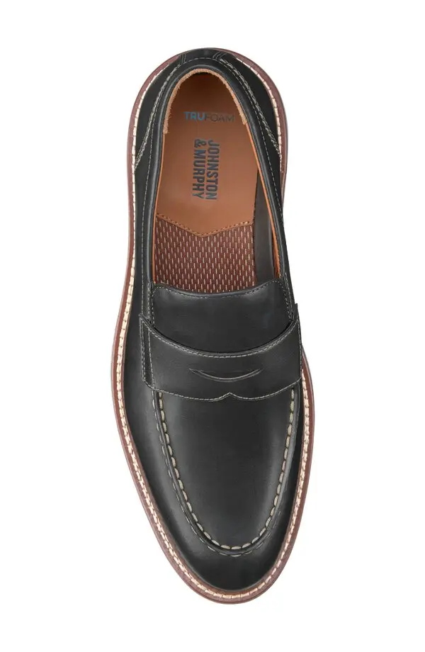 Johnston & Murphy Upton Penny Loafer - Black Full Grain