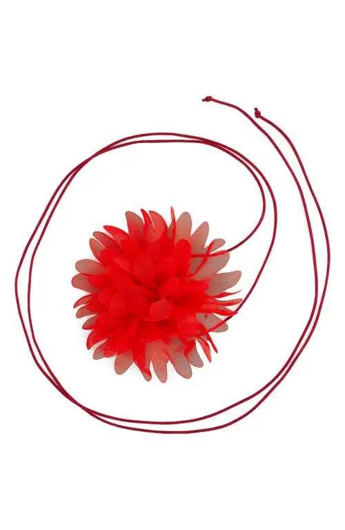 PETIT MOMENTS Flower Tie Necklace - Red