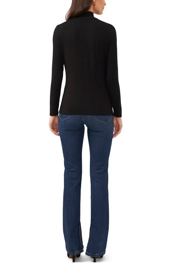 Vince Camuto Mock Neck Long Sleeve Blouse - Rich Black