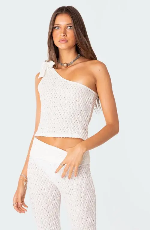 EDIKTED Amalia Textured Knit One-shoulder Top