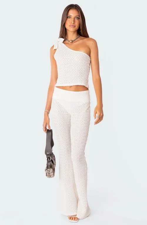 EDIKTED Amalia Textured Knit One-shoulder Top