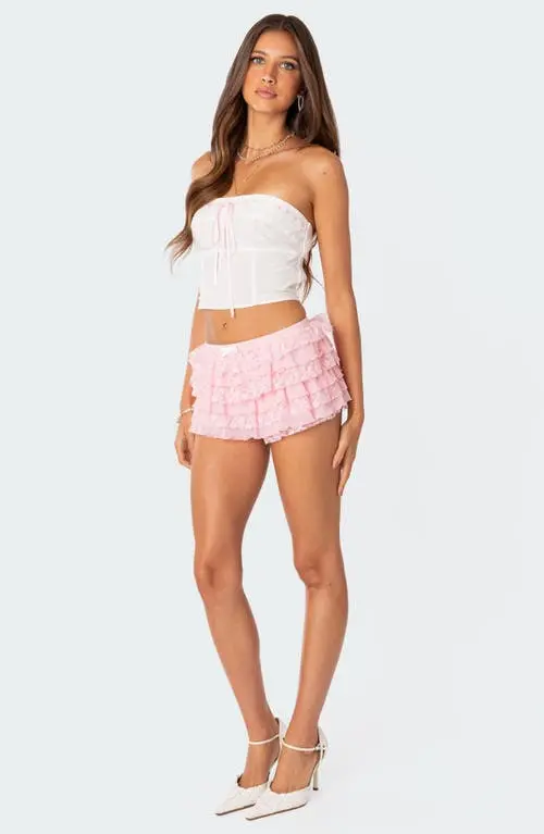 EDIKTED Unicorn Lace Ruffle Shorts - Light-pink