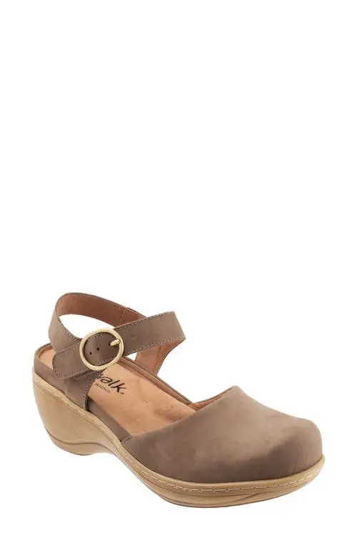 Softwalk Mabelle Ankle Strap Clog - Taupe Nubuck