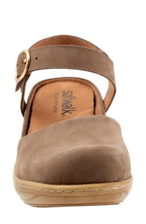 Softwalk Mabelle Ankle Strap Clog - Taupe Nubuck