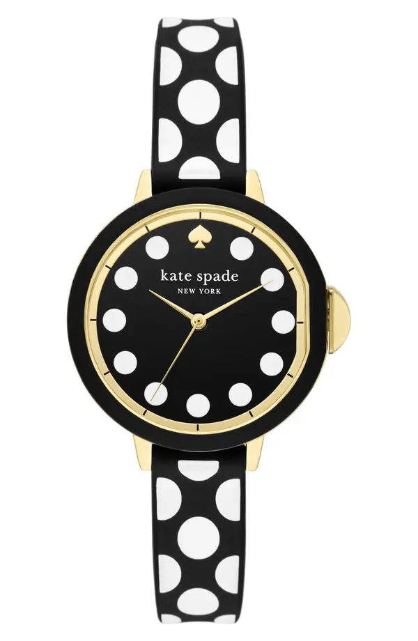Kate Spade Park Row Black Polka Dot Silicone Gold Tone Womens Watch Kate Spade Park Row Quartz Black Dial Ladies Watch KSW1485 main image 4