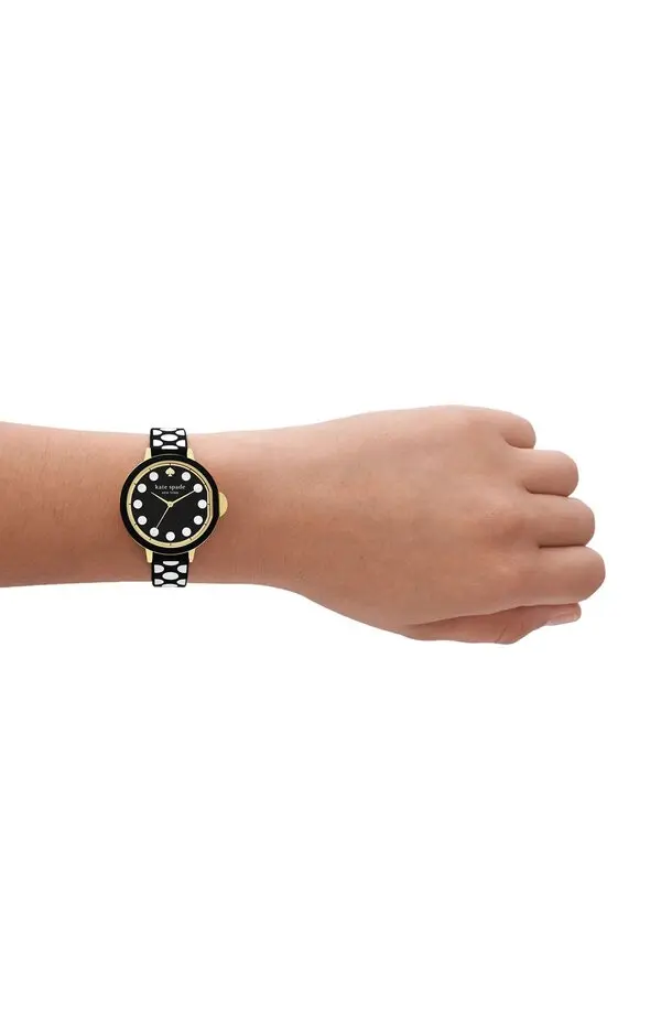 Kate Spade Park Row Black Polka Dot Silicone Gold Tone Womens Watch Kate Spade Park Row Quartz Black Dial Ladies Watch KSW1485 main image 3