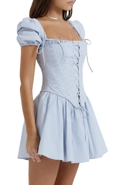 House Of Cb Broderie Anglaise Corset Bodice Minidress