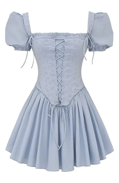 House Of Cb Broderie Anglaise Corset Bodice Minidress