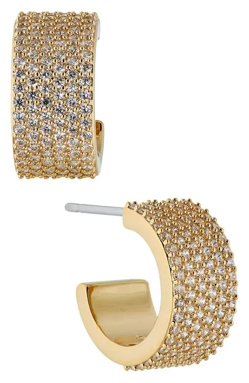 Nadri Pavé Huggie Hoop Earrings - Gold