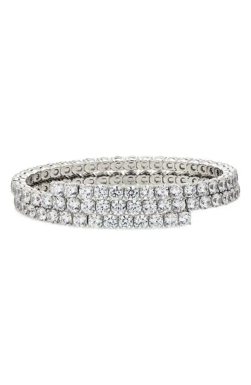 Nadri Cubic Zirconia Coil Bracelet - Rhodium