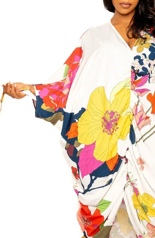 BUXOM COUTURE Printed Cinched Waist Caftan Dress