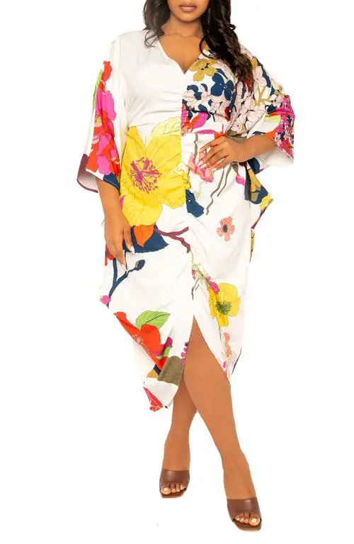 BUXOM COUTURE Printed Cinched Waist Caftan Dress