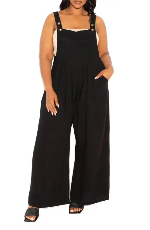 BUXOM COUTURE Wide Leg Jumpsuit - Black