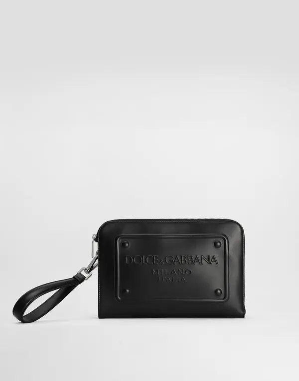 Dolce & Gabbana Small Calfskin Pouch With Logo - Black