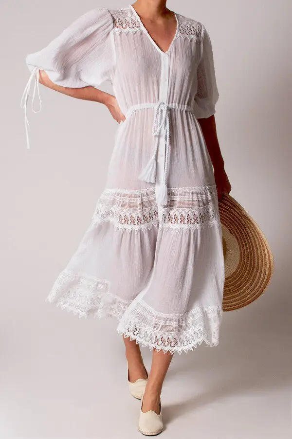 Miguelina Nolina Button-down Gauze Dress