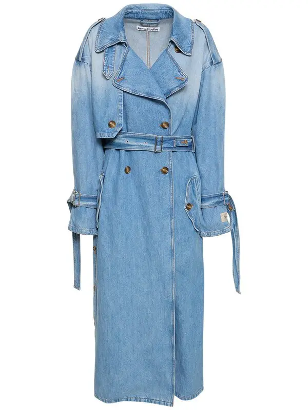 Acne Studios Long Denim Trench Coat W/ Belt