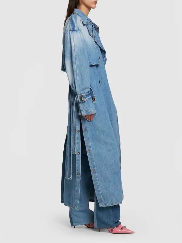 Acne Studios Long Denim Trench Coat W/ Belt