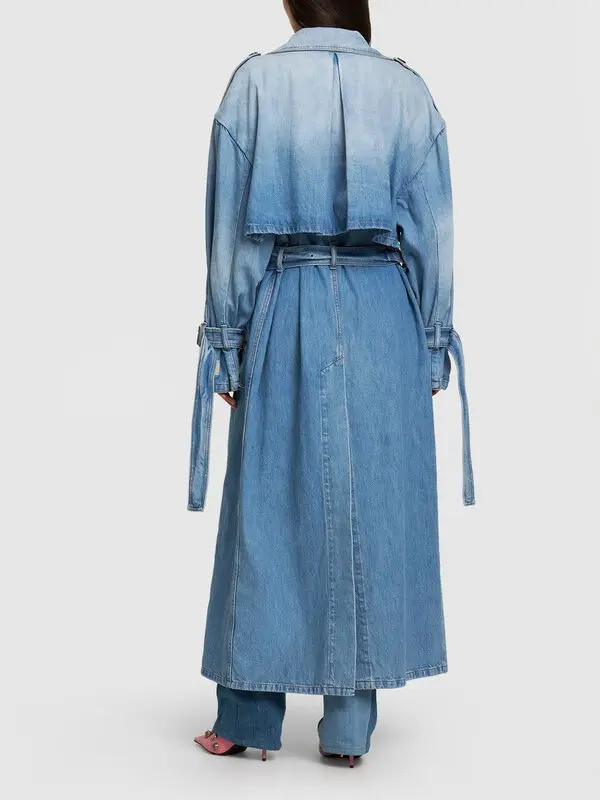 Acne Studios Long Denim Trench Coat W/ Belt