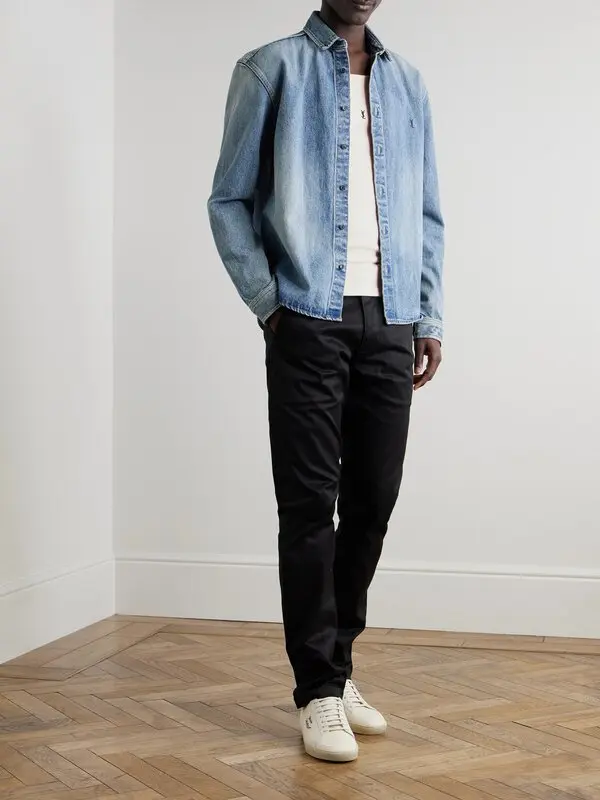 Saint Laurent Slim-fit Logo-embroidered Ribbed Tank Top