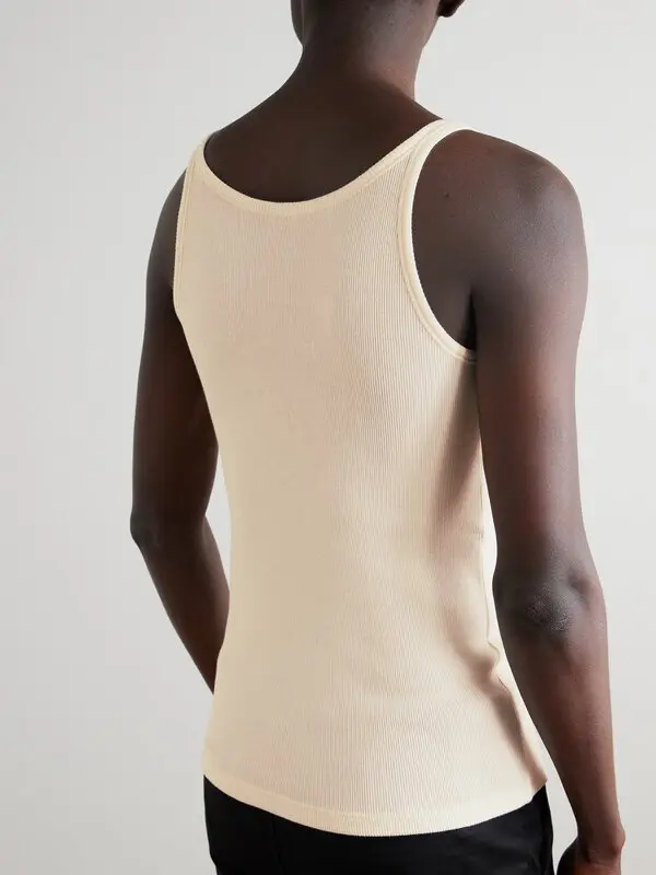 Saint Laurent Slim-fit Logo-embroidered Ribbed Tank Top