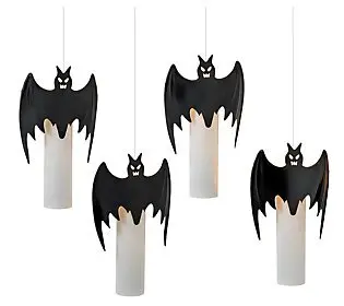 GERSON INTERNATIONAL Set Of 4 Floating Halloween Bat Candles Gers N Co - One-color