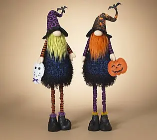 GERSON INTERNATIONAL Set Of 2 Halloween Gnomes With Flexible Legs B Gerson Co - One-color