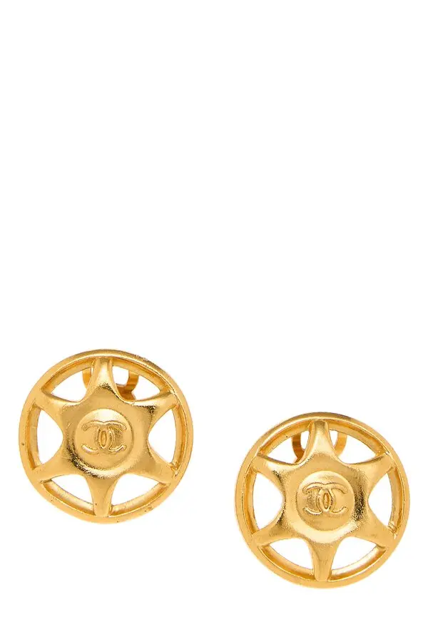 Chanel Star Badge Earrings - Gold
