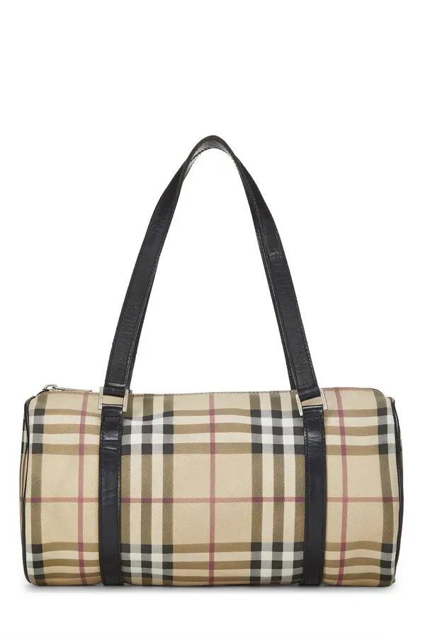 Burberry Vintage Check Coated Canvas Barrel Bag