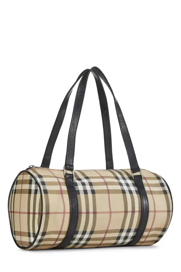 Burberry Vintage Check Coated Canvas Barrel Bag