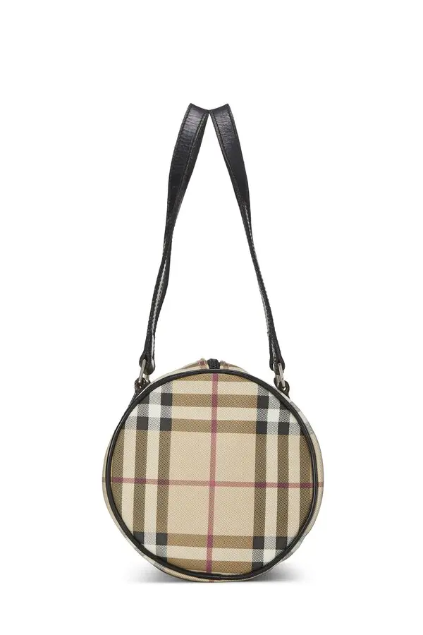 Burberry Vintage Check Coated Canvas Barrel Bag