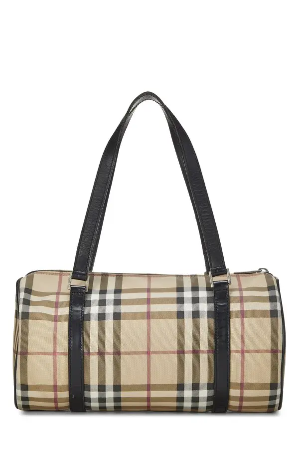 Burberry Vintage Check Coated Canvas Barrel Bag
