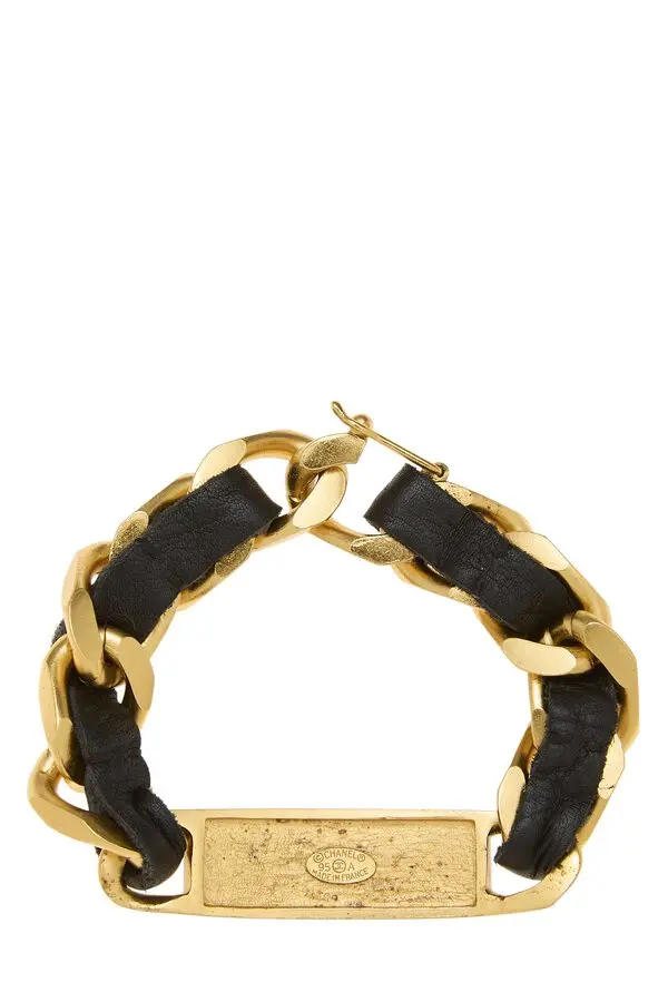Chanel Gold-plated & Leather Chain Link Bracelet
