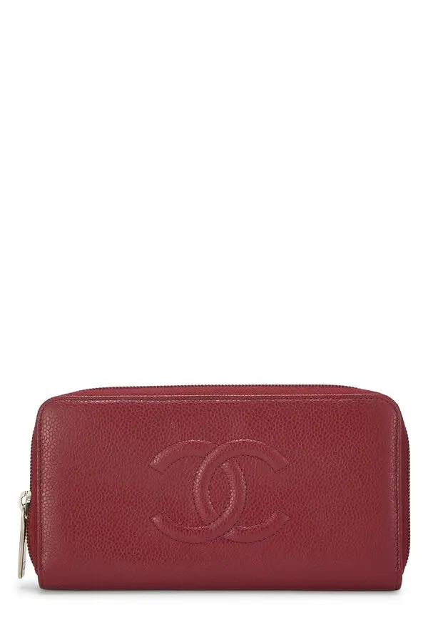 Chanel Caviar Zip Around Wallet - Red