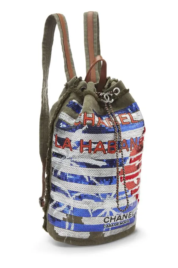 Chanel Paris-Cuba Canvas La Habana Chain Backpack - Green  display picture 2
