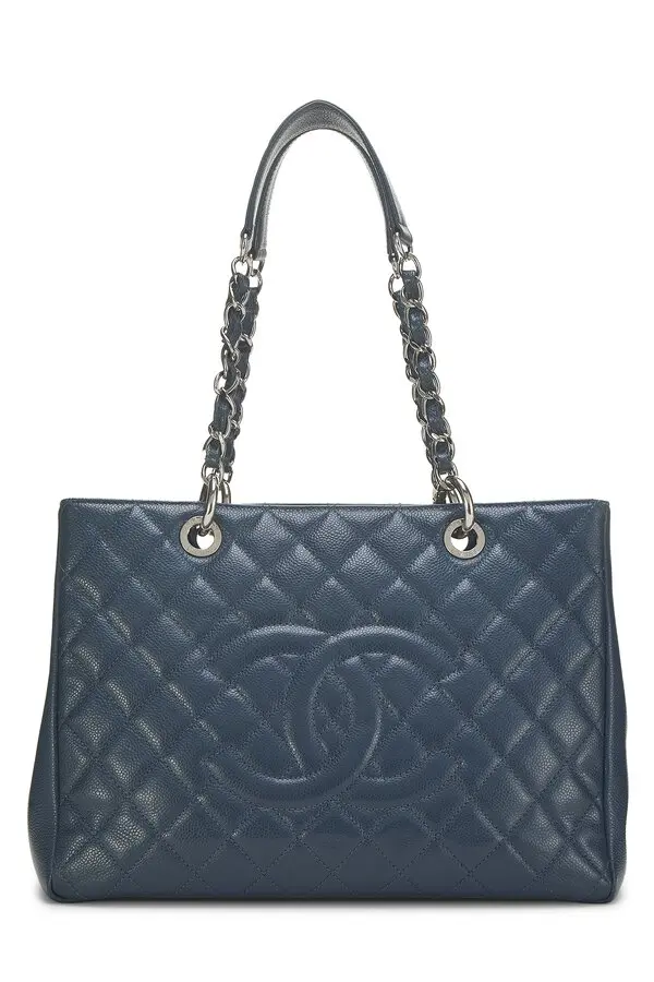 Chanel Quilted Caviar Grand Shopping Tote - Blue