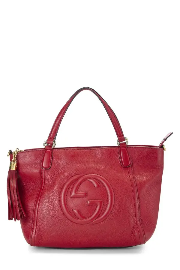 Gucci Grained Leather Soho Top Handle Bag - Red