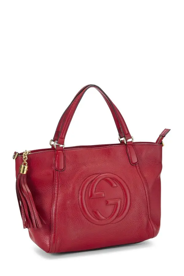 Gucci Grained Leather Soho Top Handle Bag - Red