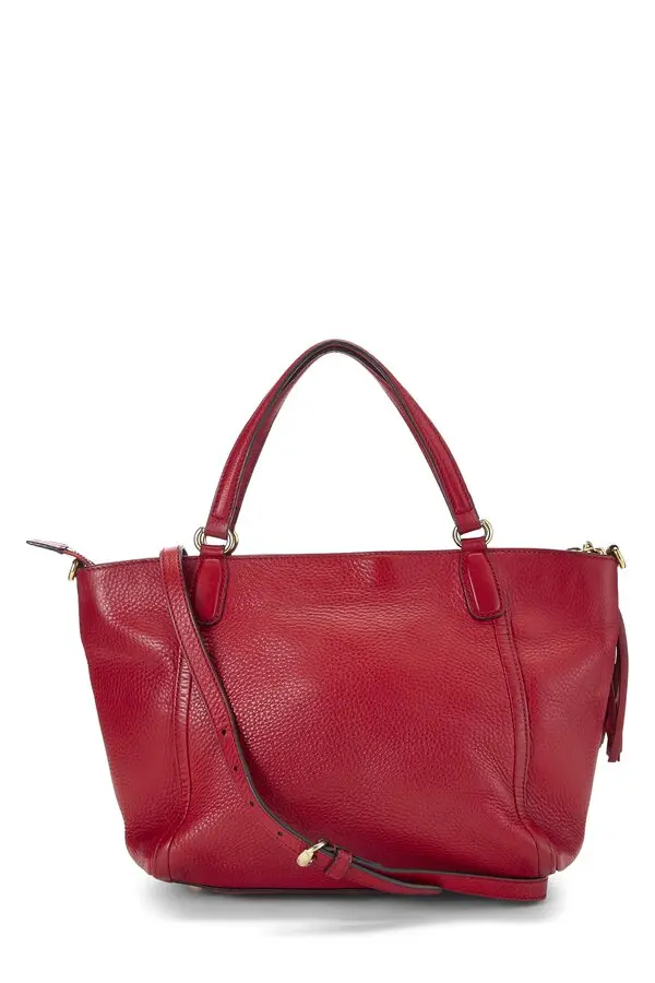 Gucci Grained Leather Soho Top Handle Bag - Red