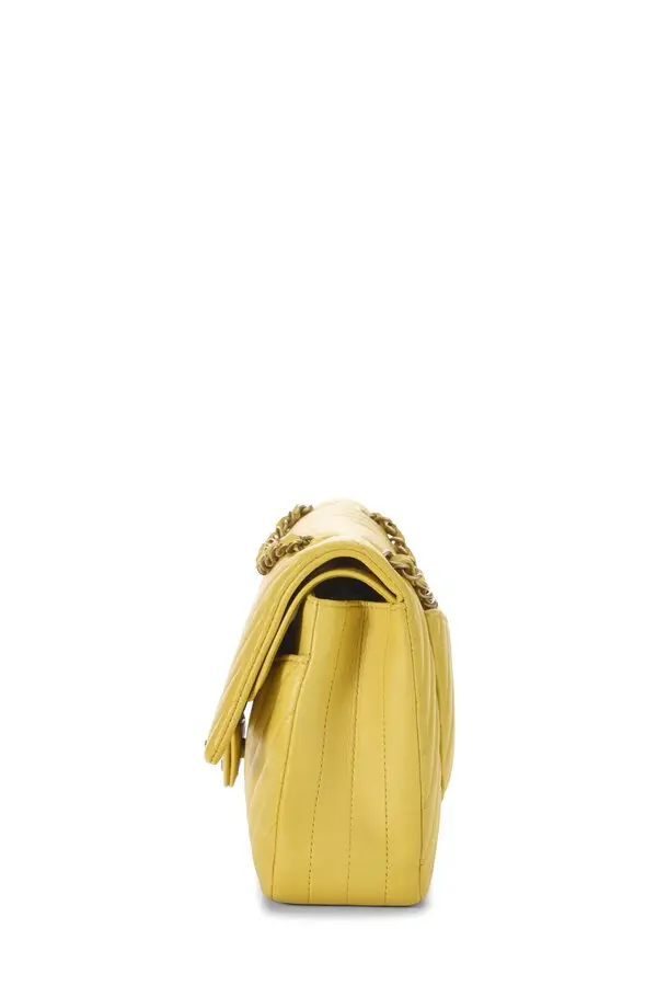 Chanel Chevron Lambskin Double Flap Medium - Yellow