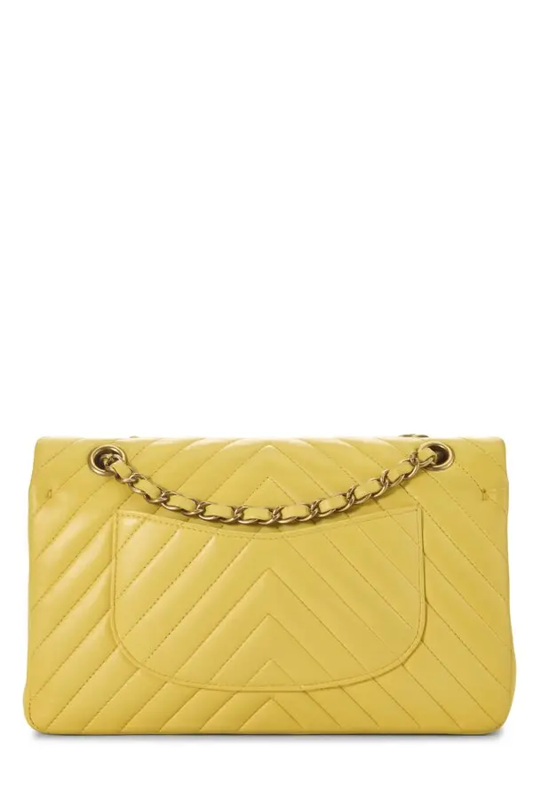 Chanel Chevron Lambskin Double Flap Medium - Yellow