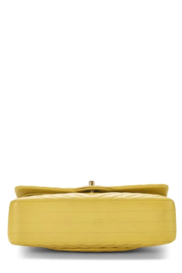 Chanel Chevron Lambskin Double Flap Medium - Yellow