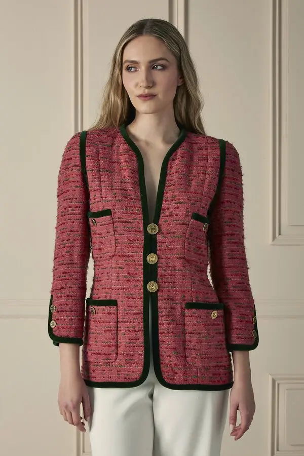 Chanel Velvet-trimmed Tweed Jacket