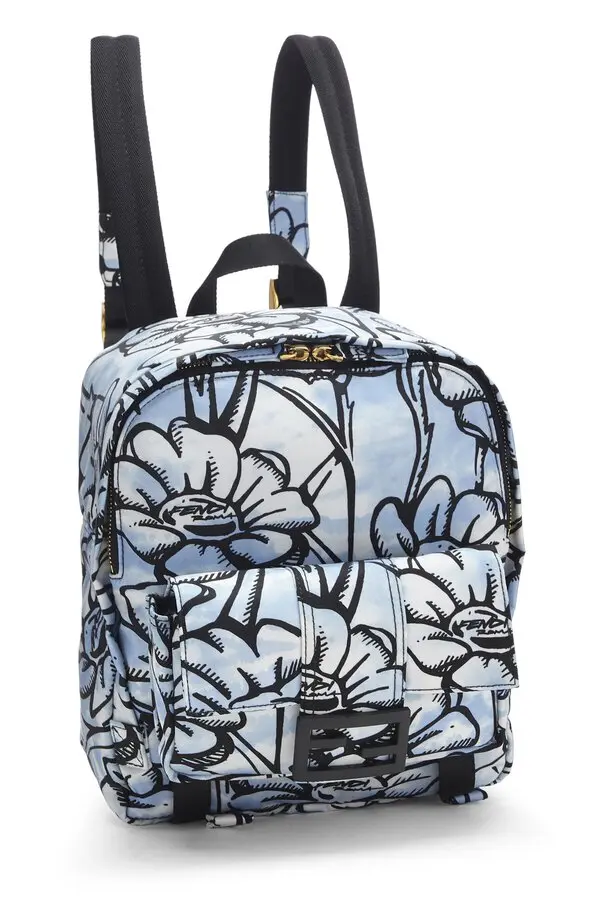 Fendi Nylon Printed Backpack - Blue